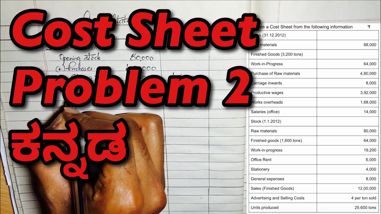 Cost Sheet | Problem 2 | Kannada | - YouTube
