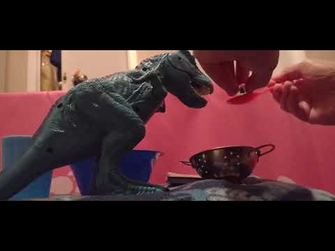 dinosaur swallows meatballs - YouTube