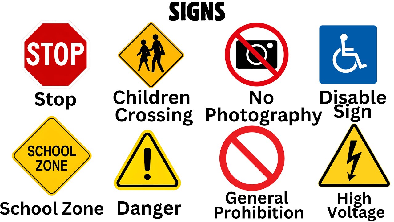 🚸🚫 Learn English with Signs: Names, Meanings, and Pronunciation! - YouTube