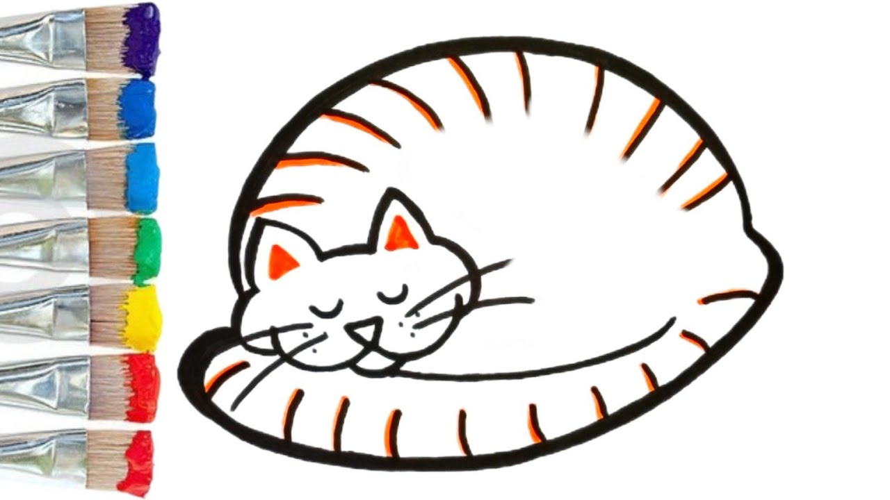 A Sleeping Cat Drawing for Kids | Easy And Simple || Learning #drawing ...