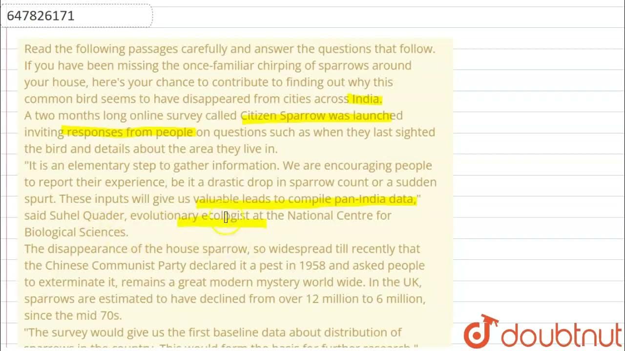Read the following passages carefully and answer the questions that follow.If you have been miss ...