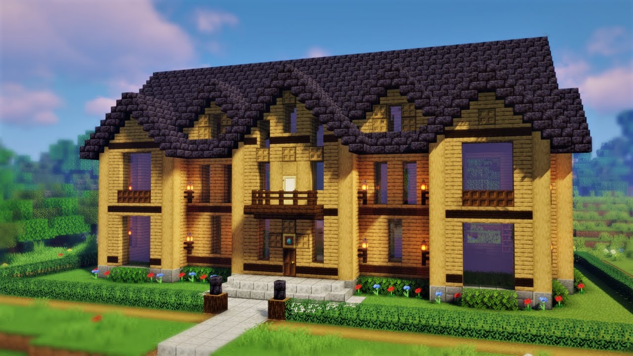 Minecraft l How To Build a Large Mansion l Big Wooden House Tutorial l ...