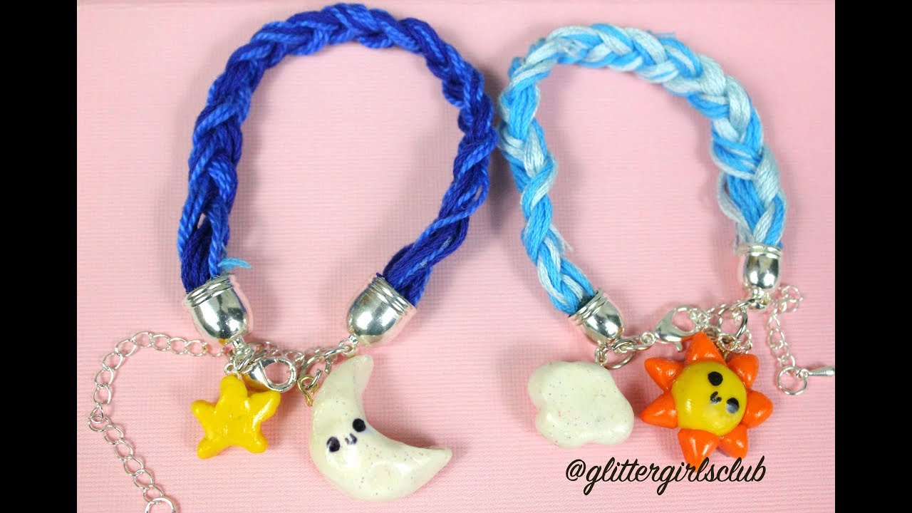 How to Make BFF Sun and Moon Bracelets | Polymer Clay Charm DIY - YouTube