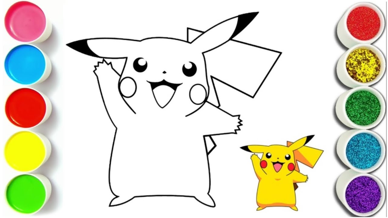 Pickachu Easy Drawing, Painting and Coloring for Kids & Toddlers | Easy ...
