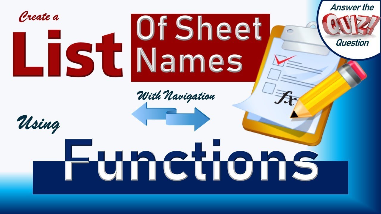 Extract a List of Worksheet Names Using Functions - With 2 ways ...