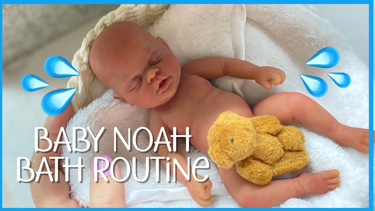 Morning Bath Routine with miniature silicone baby Noah, silicone doll ...