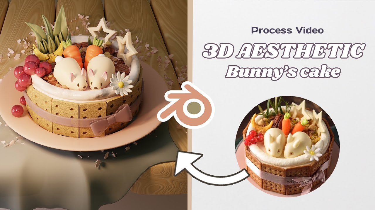 3D Cute Cake Blender Process - 3d model From a Photo - (Blender 3.3.1 ...