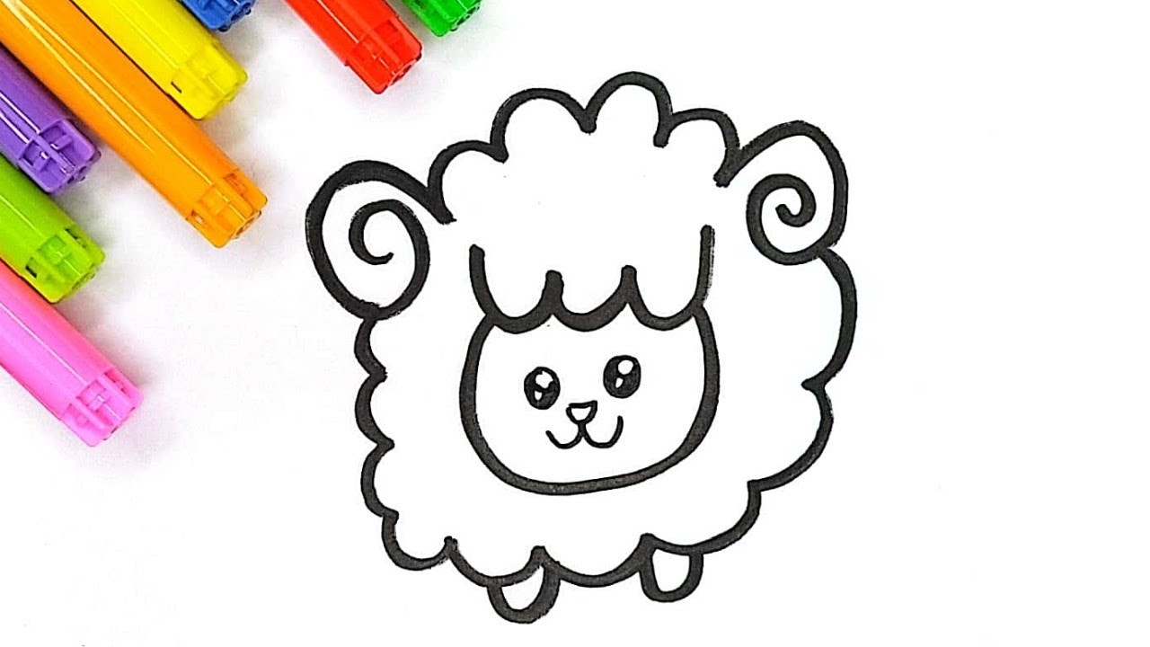 Easy Drawing a Cute Sheep for Kids step by step - YouTube
