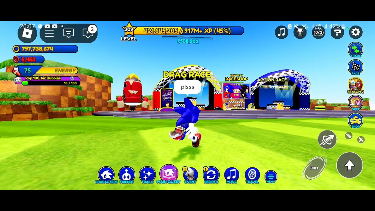 playing sonic speed simulator and Finally got (Grind shoe Sonic!) - YouTube