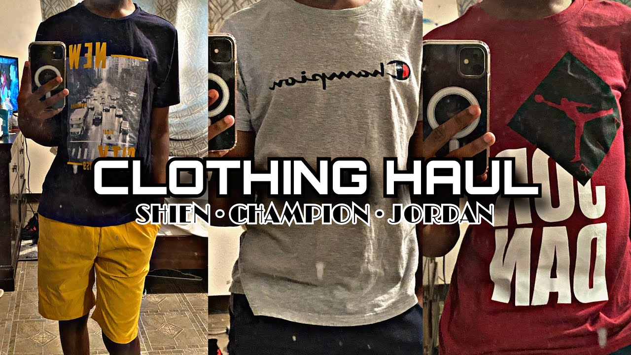 CLOTHING HAUL | SHIEN • CHAMPION • JORDAN | LeeTheOfficial - YouTube
