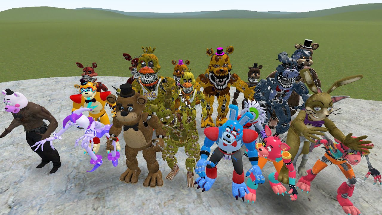 ALL GLAMROCK ANIMATRONICS VS ALL SHATTERED ANIMATRONICS In Garry's Mod ...