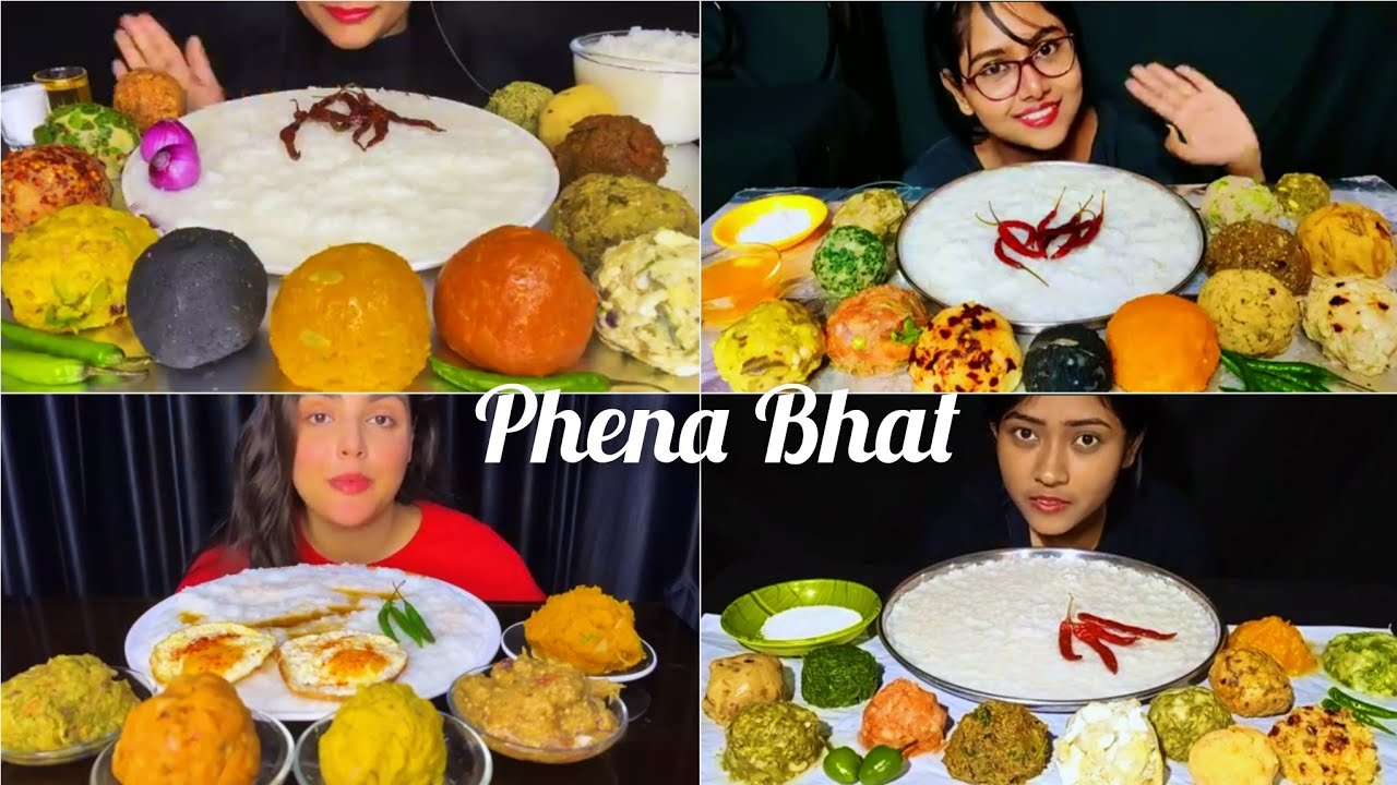 ASMR EATING BENGALI COMFORT FOOD PHENA BHAT with Tasty Tasty😋 Spicy🔥 Bharta Ghee | Food ...