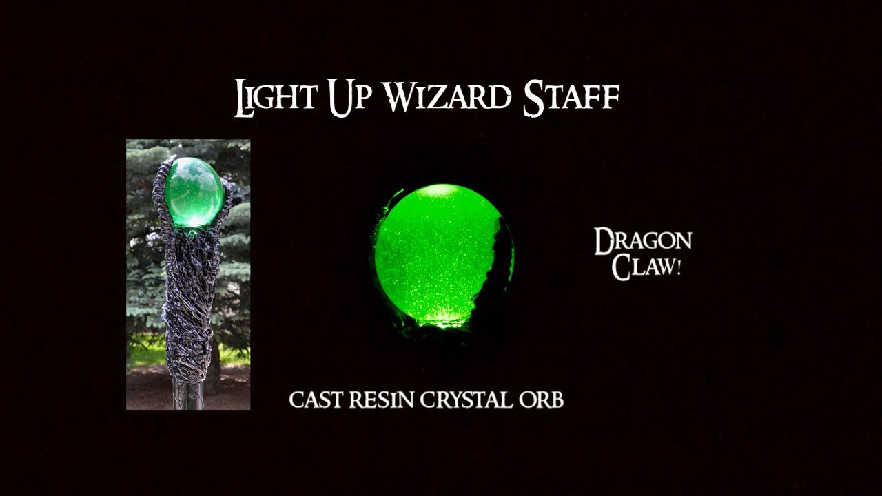Light Up Green Cast Resin Crystal Orb Wizard Staff 06:10:24 - YouTube