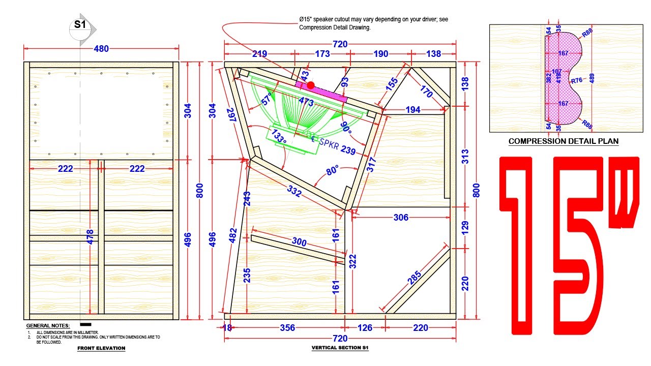 DIY Speaker Box Plan 115" Folded Horn Loaded LF Enclosure - YouTube
