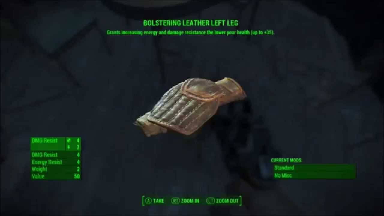 Fallout 4 - Legendary Armor - Bolstering Leather Left Leg - YouTube