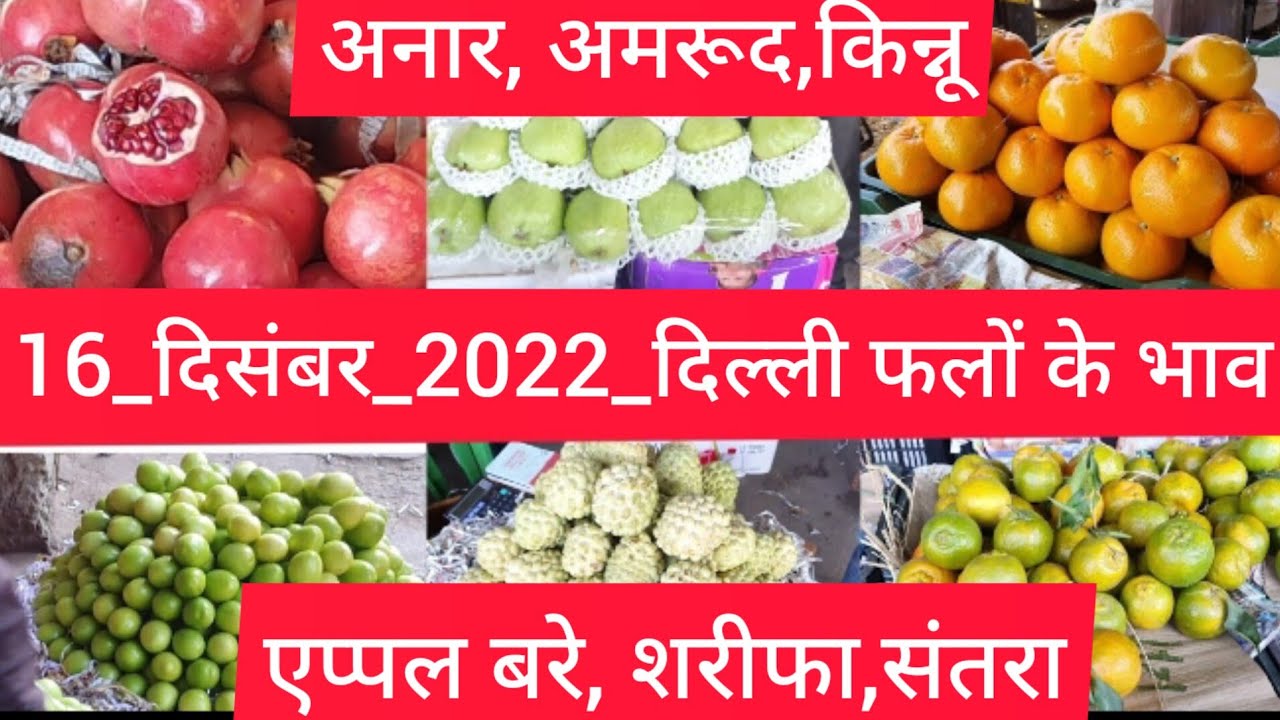 December 16, 2022 दिल्ली सभी फलों के भाव today fruit market price APMC ...