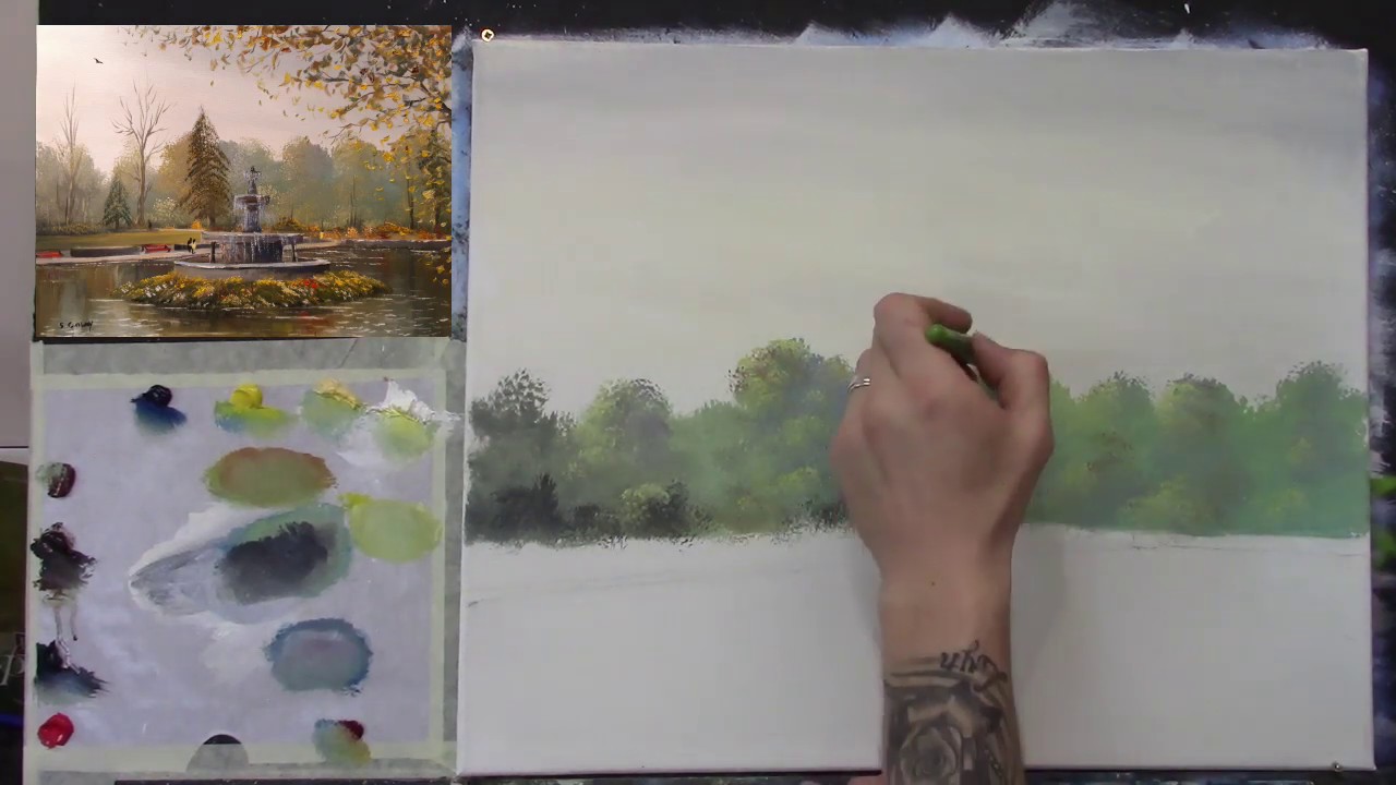 painting trees and reflections part 1 - YouTube