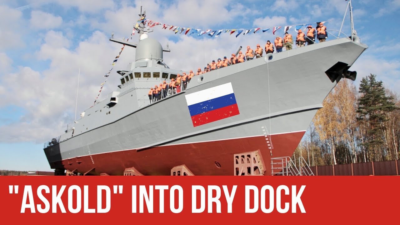 The Russians put the damaged ship "Askold" into dry dock - YouTube