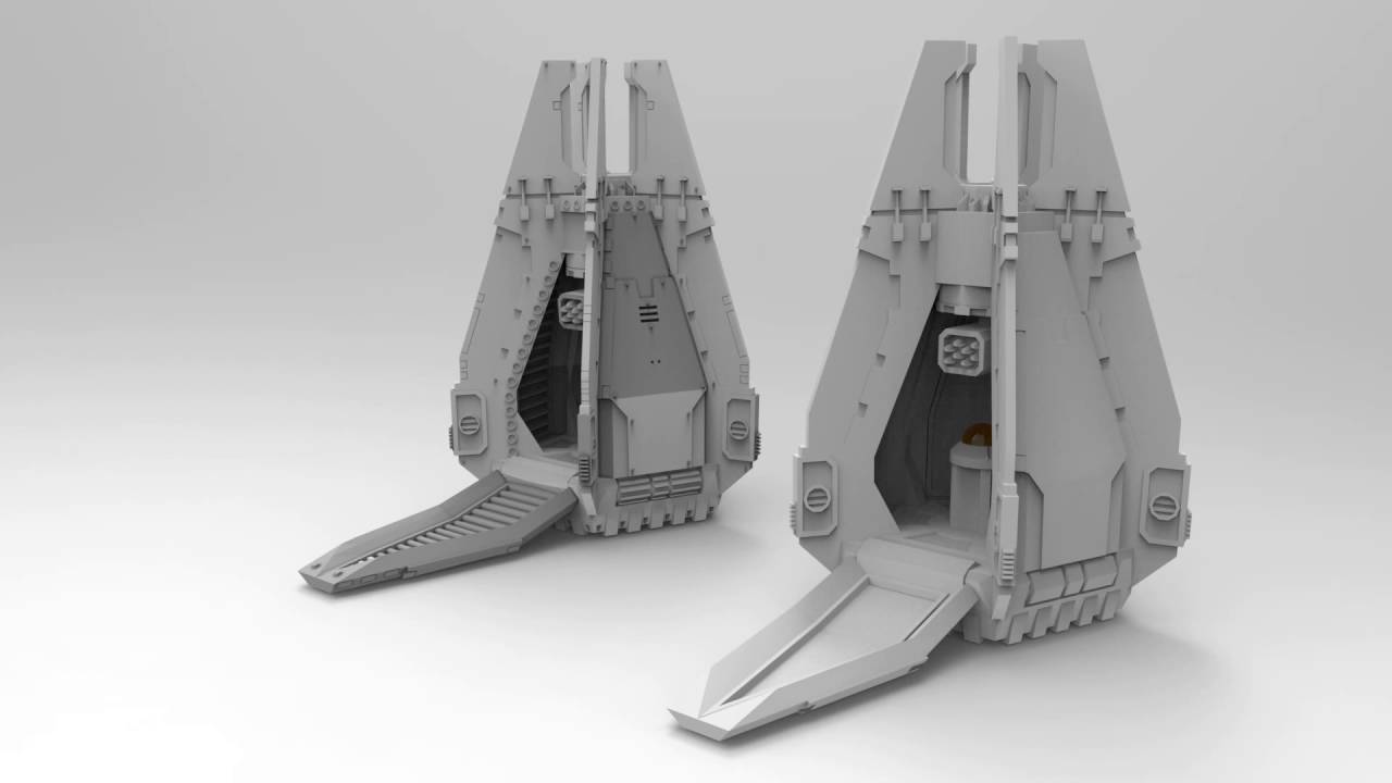 Warhammer 40k drop pod 3D models high poly vs Low Poly - YouTube