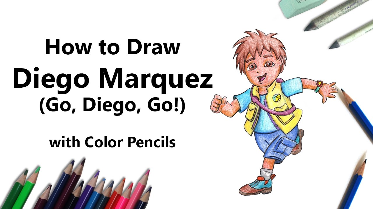 How to Draw Diego Marquez from Go, Diego, Go! with Color Pencils [Time ...