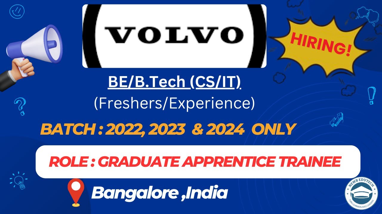 Volvo Hiring || Graduate Apprentice Trainee || 2022 2023 2024 || Bangalore - YouTube
