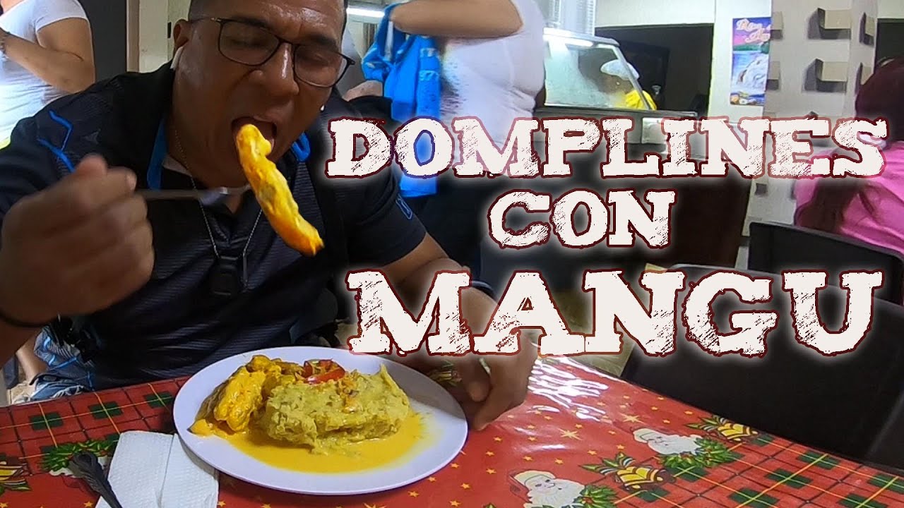 Domplines ahogado en queso con mangu y bacalao - YouTube