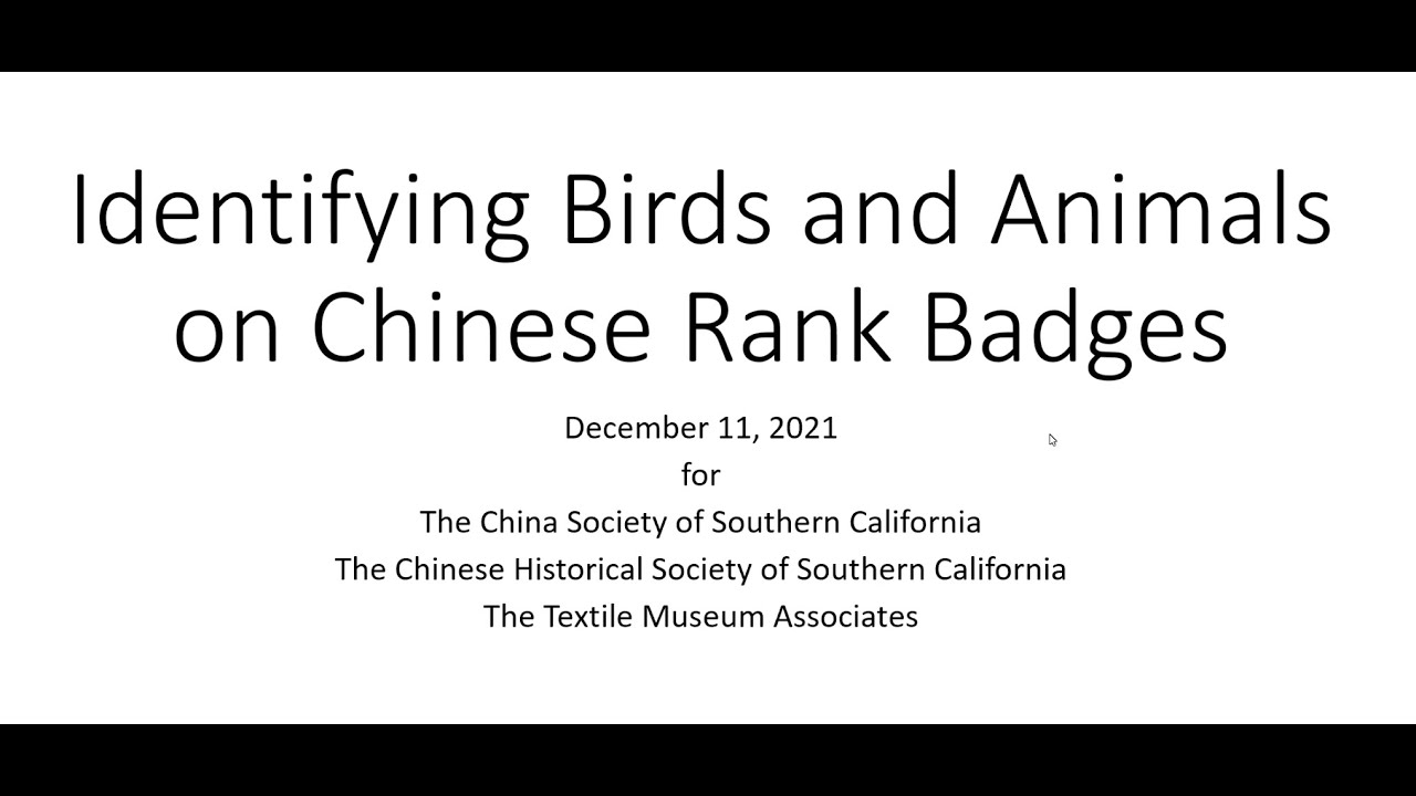 Identifying Birds and Animals on Chinese Rank Badges by David Hugus ...