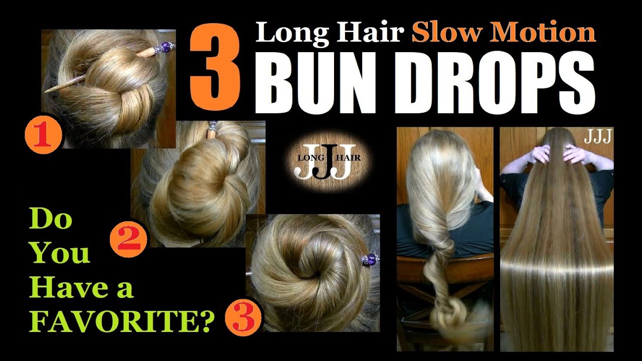 3 LONG HAIR , slow motion Bun Drops!💜VOTE 1,2 or 3 .Long Hair Over ...
