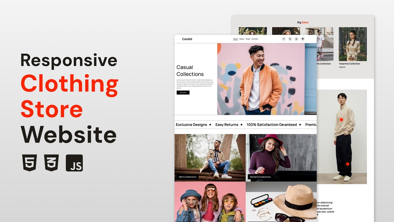 Responsive Clothing Shop Website using HTML CSS and JavaScript - YouTube