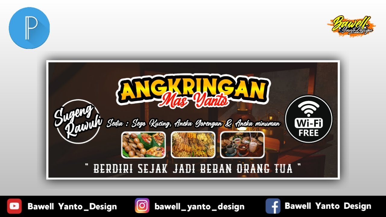 Cara Membuat Desain Banner Angkringan Part 2 - Pixellab - YouTube