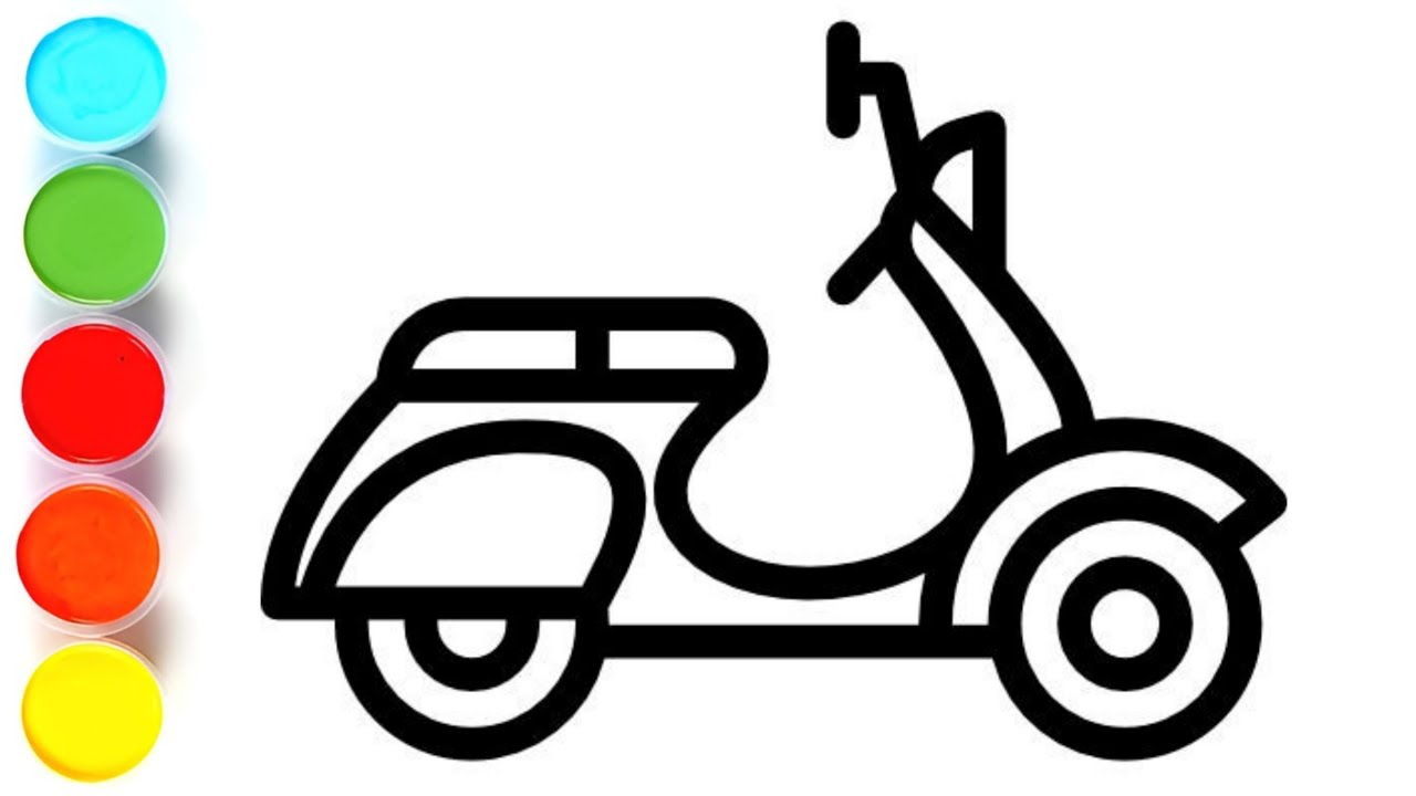 How to draw a scooter step by step || scooter drawing easy for kids ...