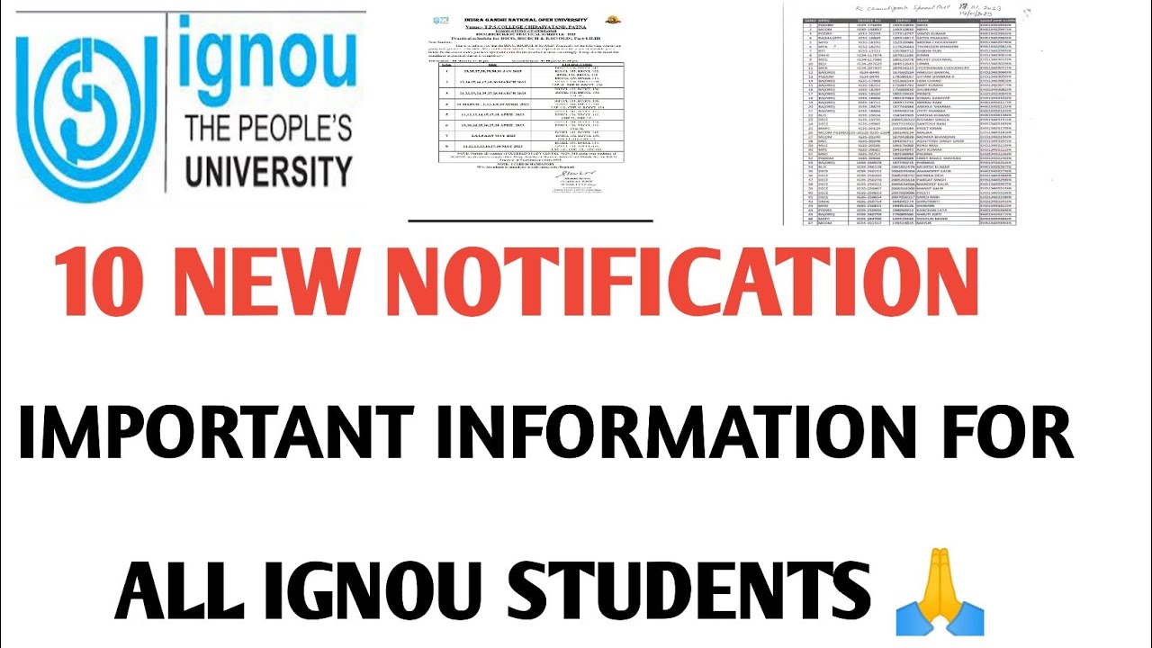 IGNOU 10 NEW NOTIFICATION IMPORTANT INFORMATION FOR ALL STUDENTS DEGREE ...