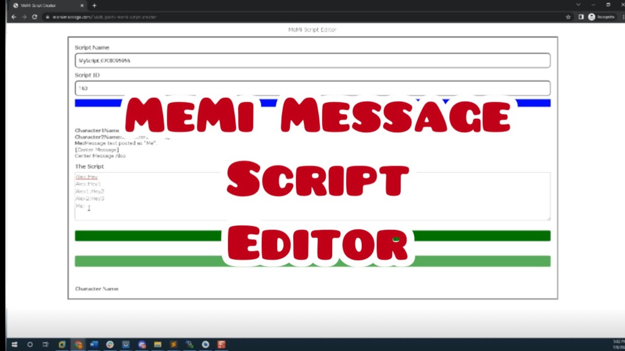 Write MeMi Message Chat Scripts Online on PC - YouTube