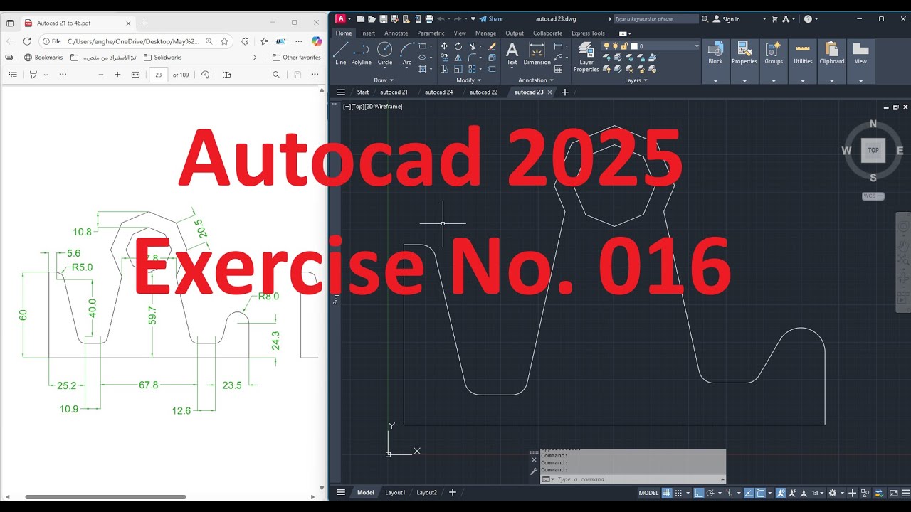 100 Autocad Exercises 2025 || Autocad Exercise No.016 - YouTube