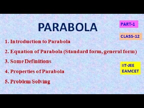 PARABOLA PART1 || STANDARD&GENERAL FORMS | SOME DEFINITIONS ...