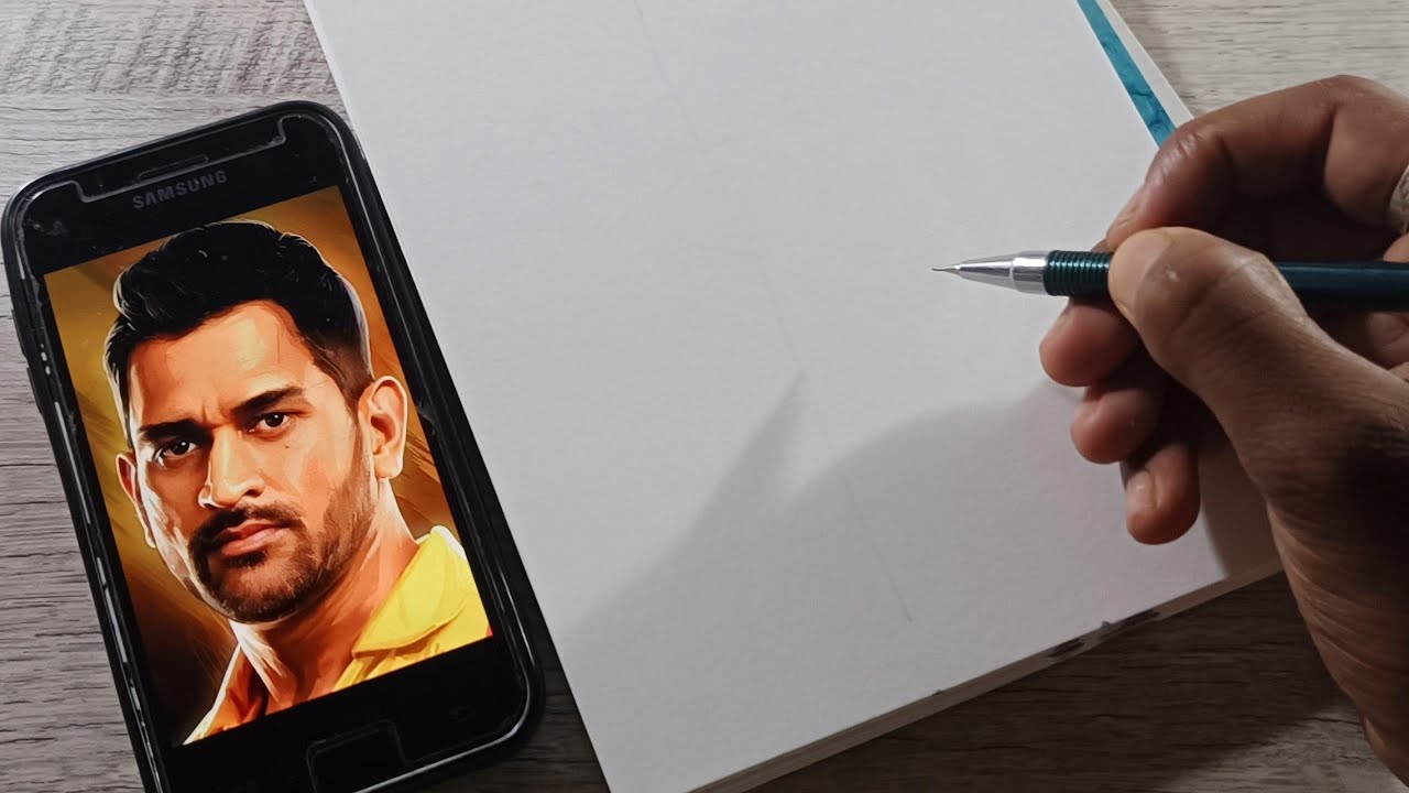 How to draw MS Dhoni outline step by steb | Drawing of Ms dhoni | # ...