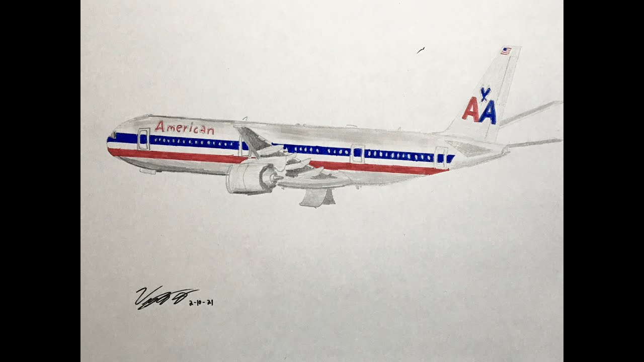 American Airlines 777 Old Livery | Timelapse Drawing - YouTube