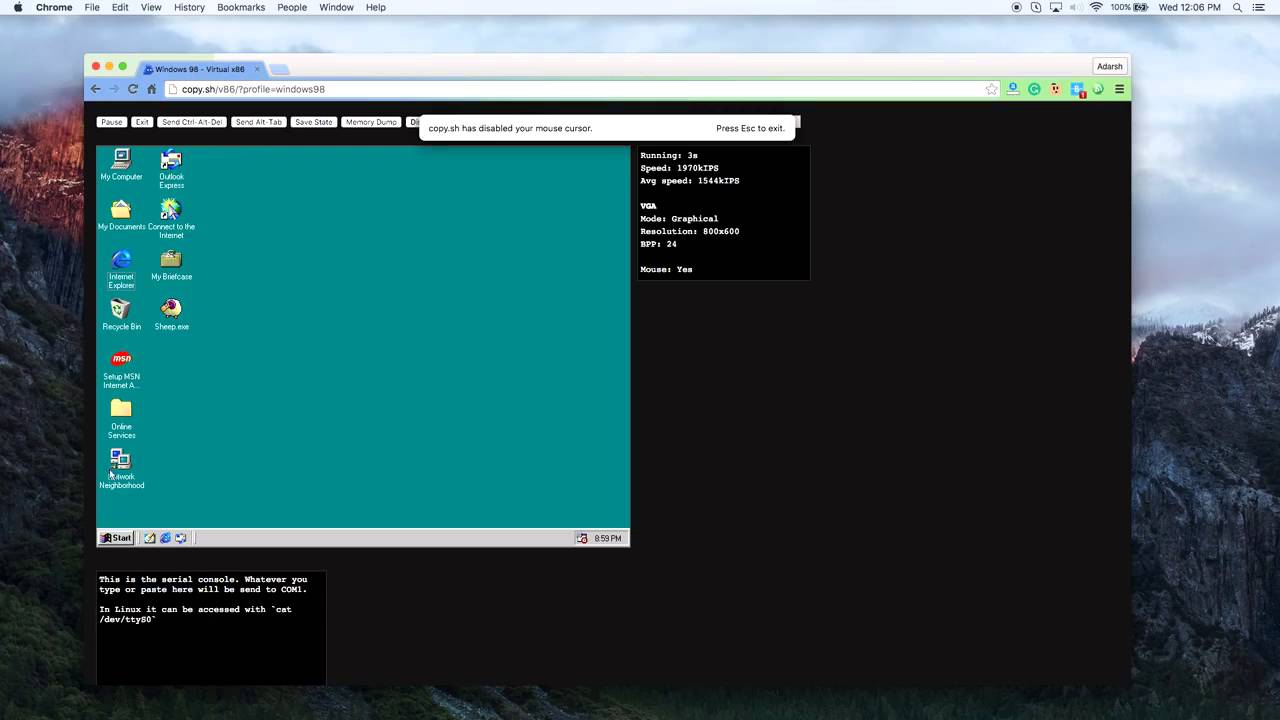 Run Windows 98 and Linux in your web browser. - YouTube