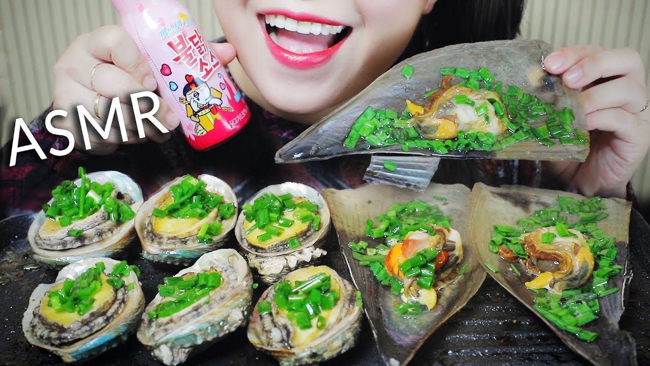 ASMR GRILLED ABALONE AND HORN SCALLOP CHEWY EATING SOUNDS | LINH-ASMR ...