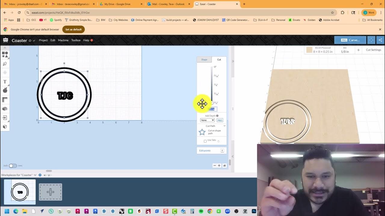 Preparing a Coaster for CNC Fabrication | Easel + X-Carve Workflow ...