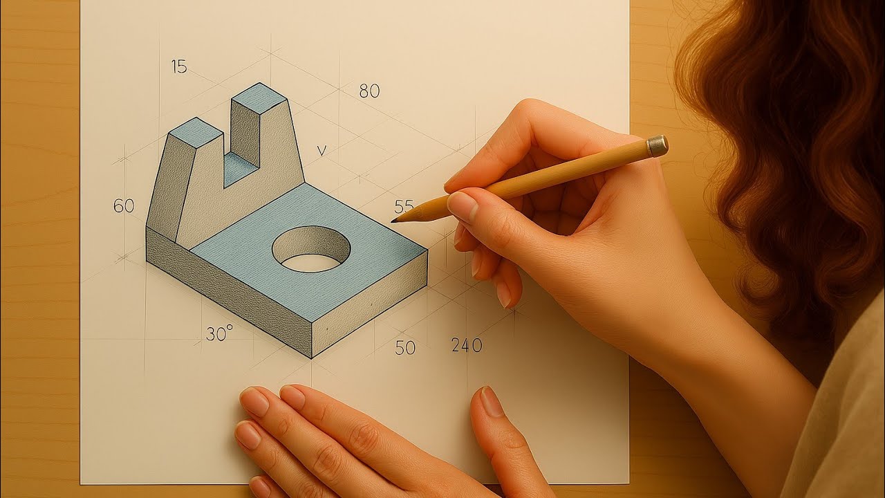Isometric Drawing Tutorial | Engineering Sketch with Dimensions - YouTube