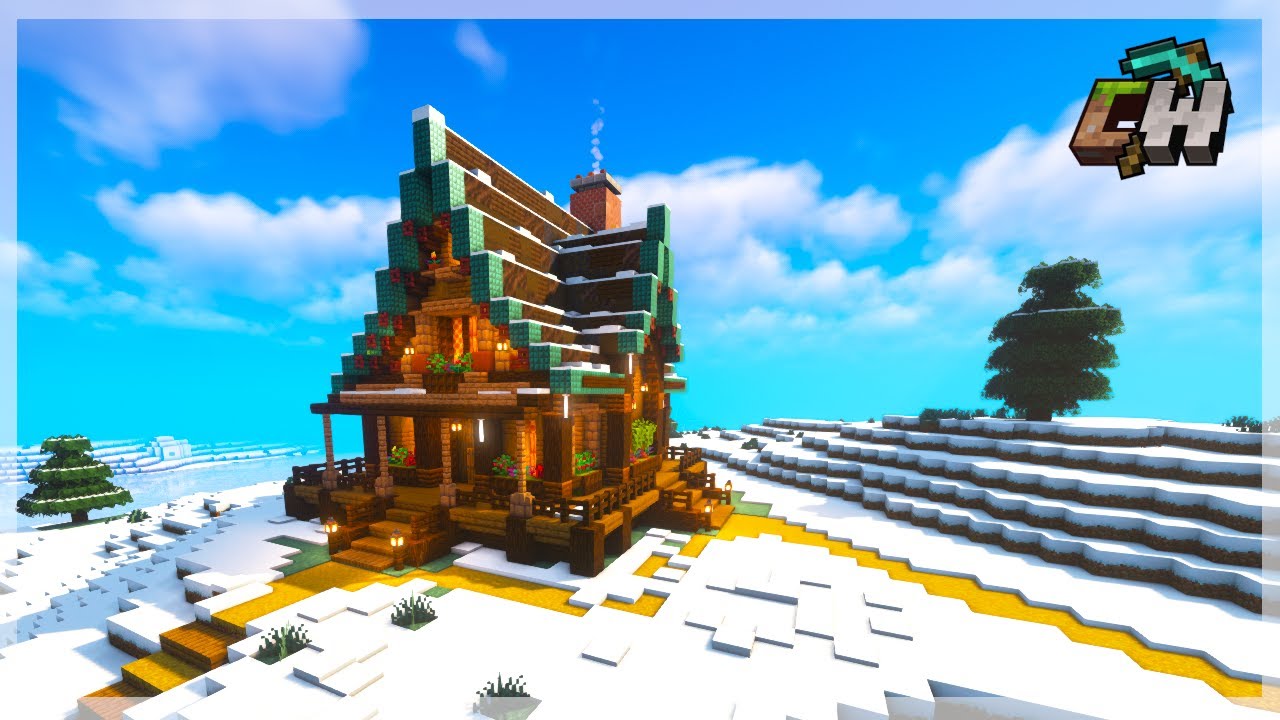 Building a BEAUTIFUL WINTER CABIN in Minecraft | CraftWorks #14 - YouTube
