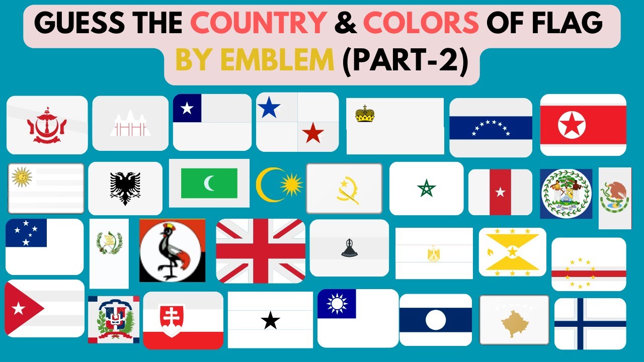 Guess the Country & Colors of flag by Emblem (PART-2) ! Quiz Challenge ...