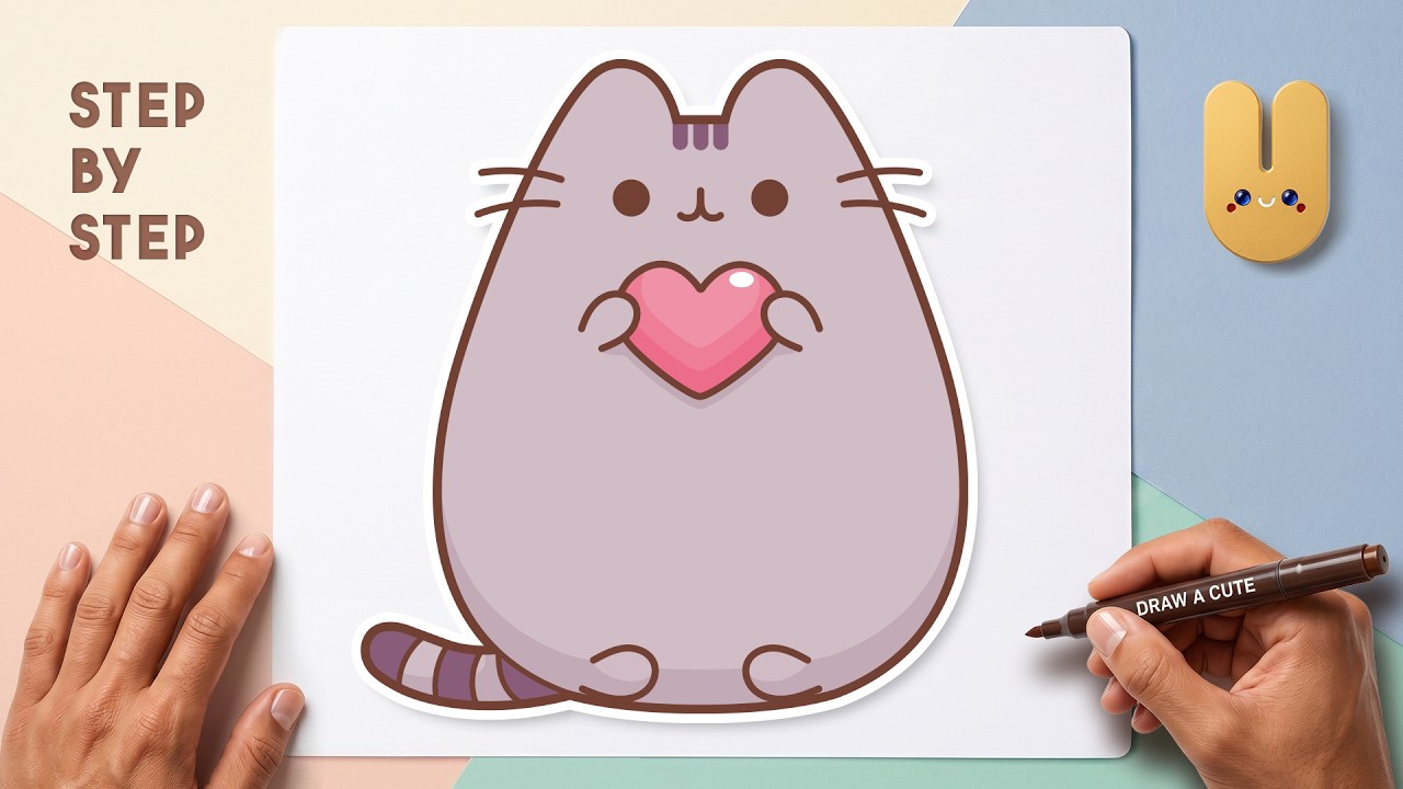 How to Draw Pusheen Cat ️ Valentine's Day Drawing - YouTube