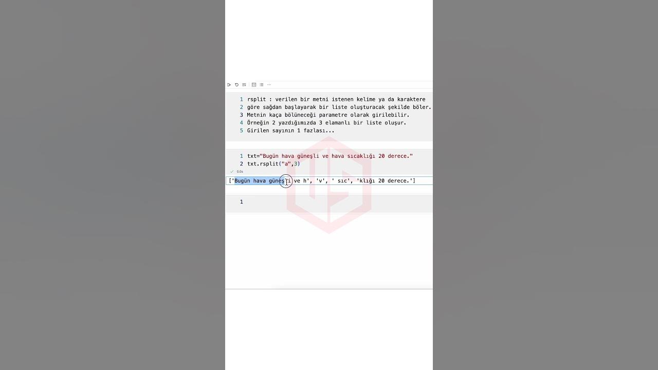 Python String Metotları Rsplit Python String İşlemleri Coding 
