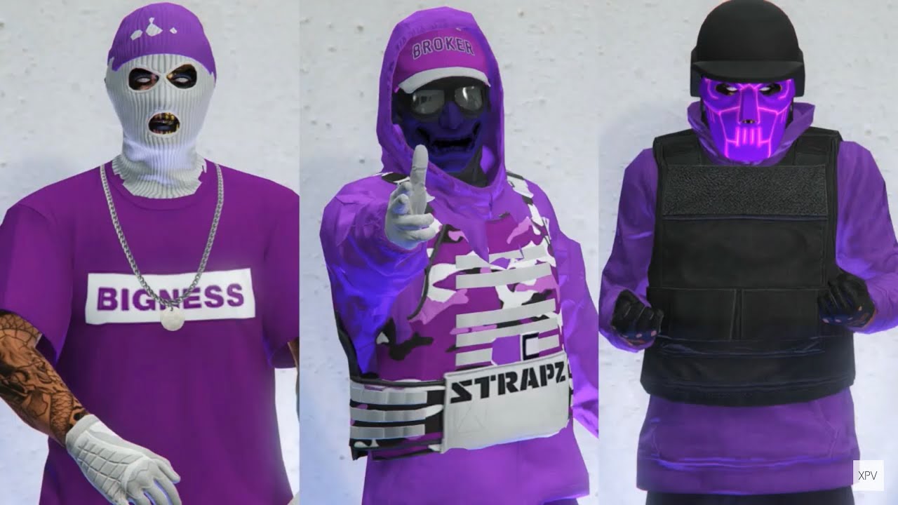 GTA V - 5 Easy Tryhard outfits tutorial #51 (Purple Outfits 2022) - YouTube