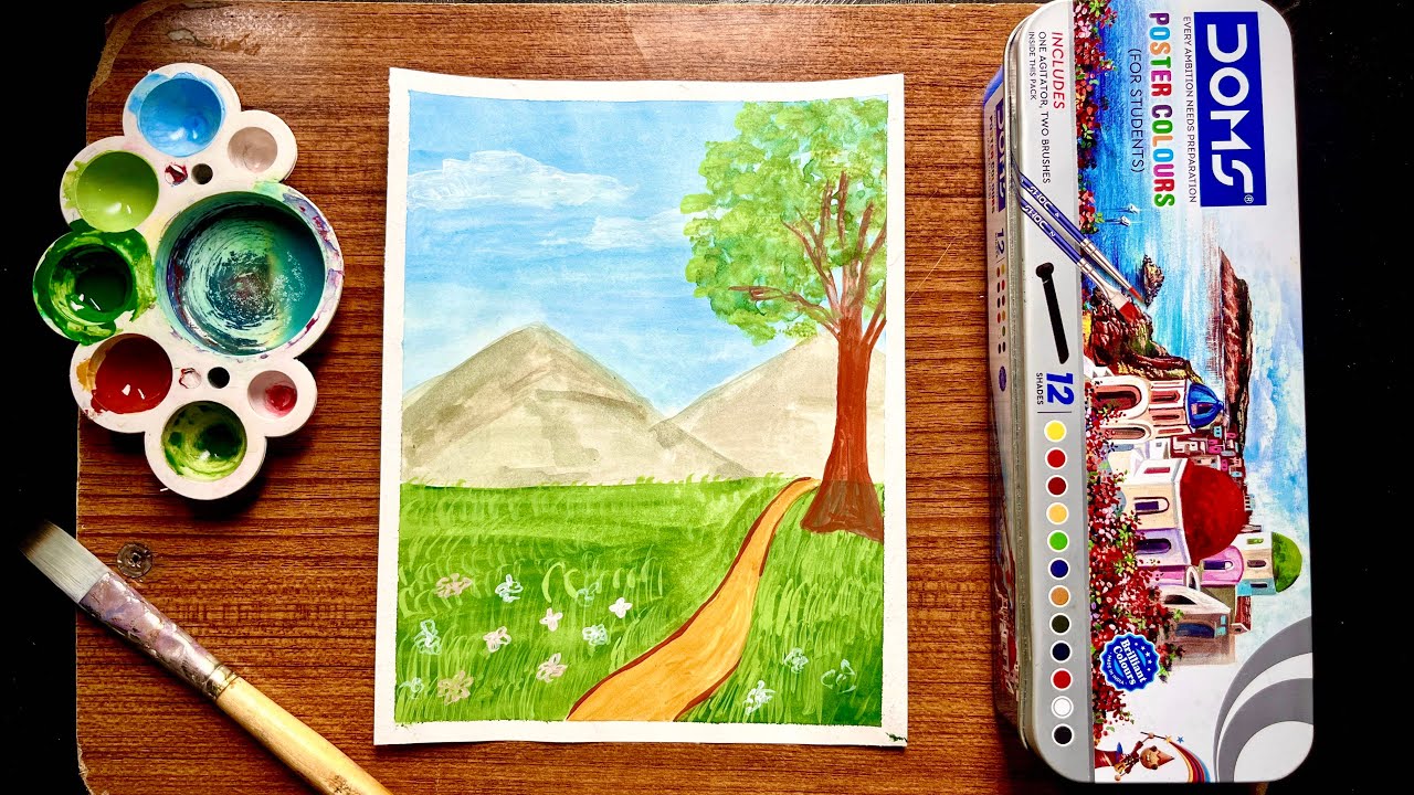 Draw Beautiful view like a heavan ️ using postal colour #art - YouTube