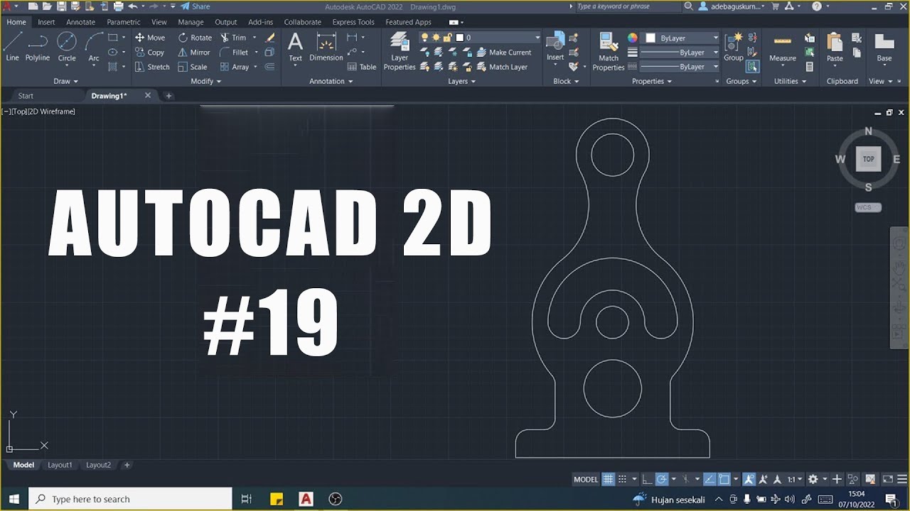Tutorial AutoCad Pemula | Gambar Teknik 2D 19 - YouTube