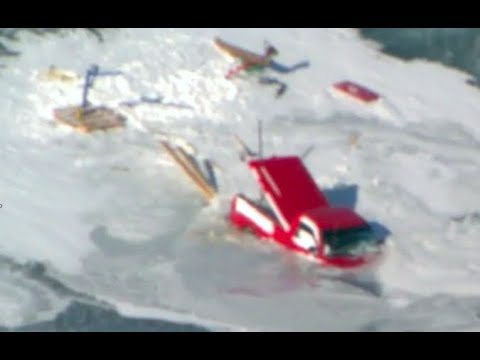 Truck falls through ice on Lake Simcoe | Police helicopter footage ...