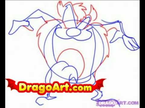 How to draw Taz, step by step - YouTube